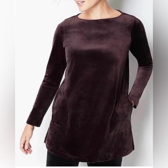 J. Jill | Tops | Pure Jill Xl Tunic Velvet Velour Crewneck Stretch With ...